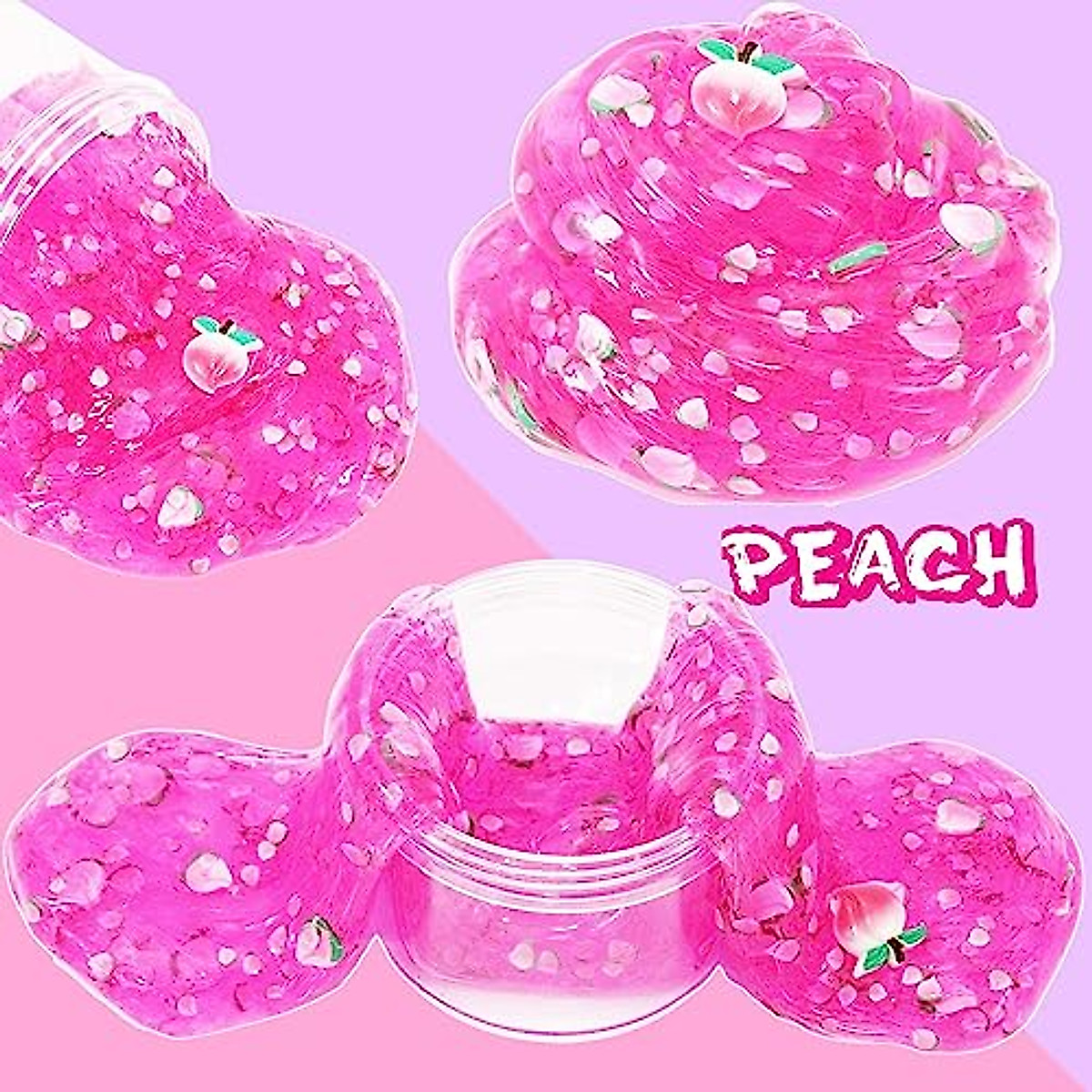 2 Pack Crunchy Slime - Smells Nice Pineapple Slime and Peach Slime - SSSSuper Stretchy Glossy Slime Perfect for Kids Party Favor, Classroom Prize or Christmas Stocking Stuffer - Boys Girls