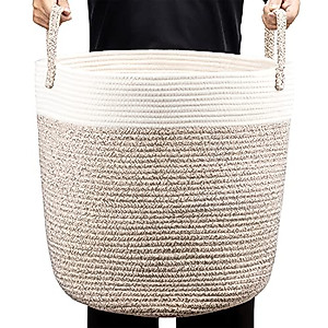 Large Woven Storage Basket, Woven Baby Laundry Basket, Woven Cotton Storage Basket for Closet Rack, Blanket Basket, Toy Basket, Quilt Pad Laundry Basket