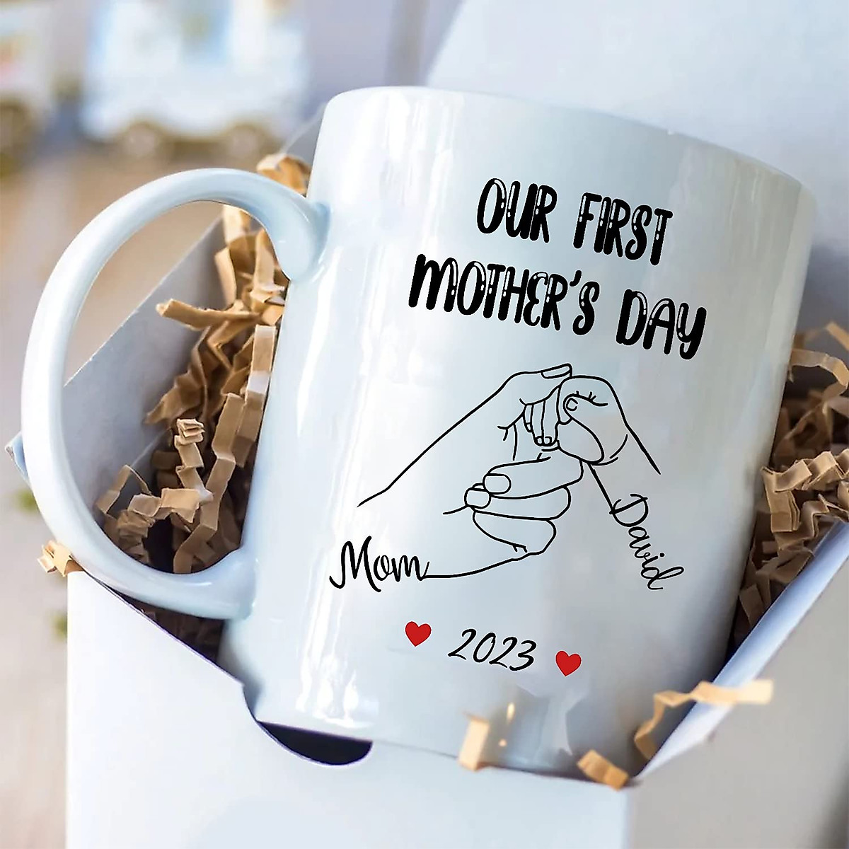 Personalized First Mother's Day Ceramic Coffee Mug, Gift For Mom From Baby, Mug For New Mom, Our First Mother's Day Together Custom Names Mug