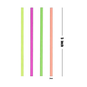 Cocktail Bar Straws for Drinks - 5 Inch Coffee & Cocktail Stirrers Straws - Plastic Drink Stirrers - Short Coffee Stir Straws Disposable Sip Stir Straws - Mini Cocktail Straws (Neon - 300 Straws)