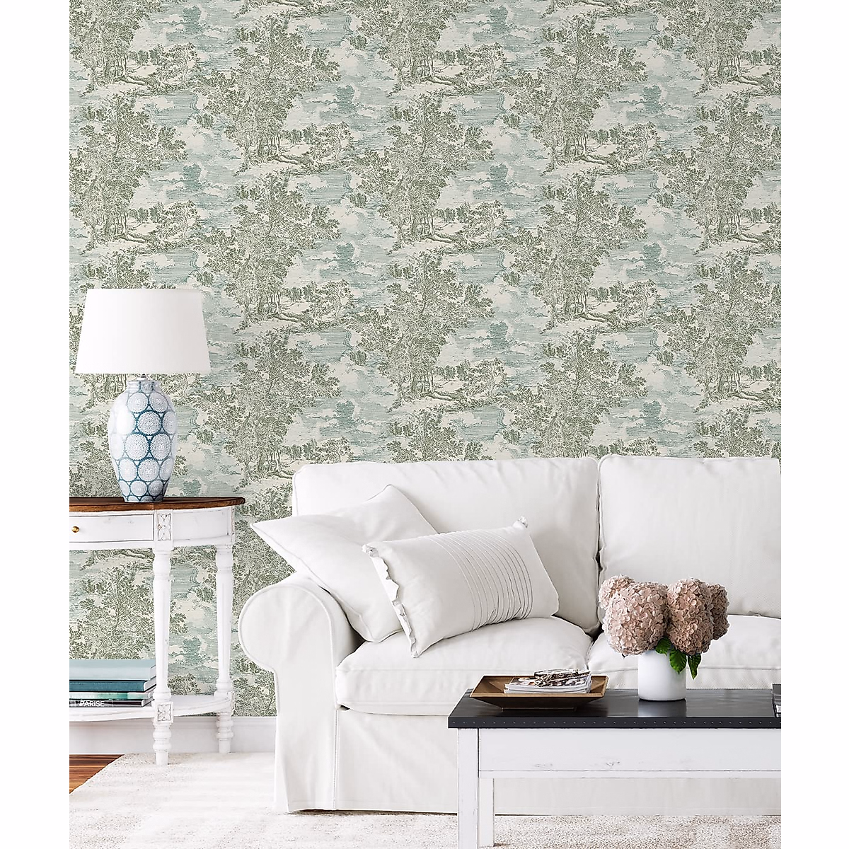 Surface Style - Peel and Stick Wallpaper, Scenic Wallpaper for Bedroom, Powder Room, Kitchen, Self Adhesive, Vinyl, 30.75 Sq Ft Coverage (Serene Scenes Collection, Willow)