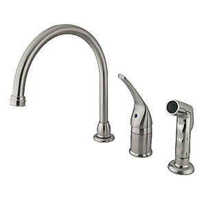 Kingston Brass Chatham Deck Mount Widespread Kitchen Faucet with Side Sprayer Brushed Nickel Brushed