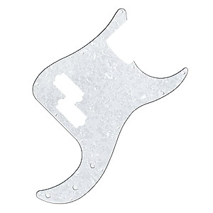 FLEOR P Bass Pickguard Guitar Scratch Plate Pick Guard for 4 String American/Mexican Standard Precision Bass Style, 4Ply White Pearl