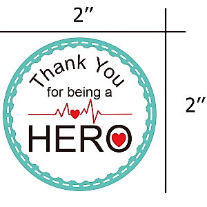 wootile Healthcare Workers Thank You Stickers Heroes Thank You Labels 2 Inch-500 Pcs for Being A Hero Doctor/Nurse Workers Appreciation Themed Gratitude Sticker Doctors Cards, Envelopes and Gift Bags