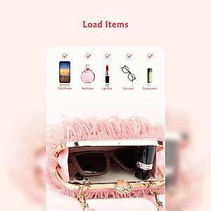 LUPBOK Clutch Purse for Women Feather Clutch Evening Bags Shoulder Crossbody Bag Wedding Party Handbag,Pink