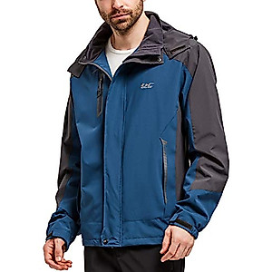 Diamond Candy Men's Waterproof Rain Jacket with Hood Lightweight Raincoat Outdoor Windproof Windbreaker for Hiking Travel