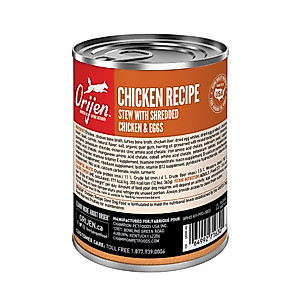 ORIJEN Chicken Recipe Stew with Shredded Chicken and Eggs Wet Dog Food, WholePrey Ingredients, 12.8oz (Case of 12)