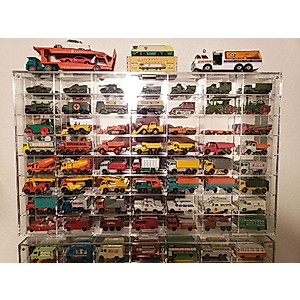 Hot 56 Compartment 1/64 Scale Toy Cars Wheels Matchbox Display Case Stand Wall Diecast Model Car Cabinet w/Door -AHW64-56