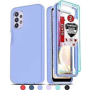 LeYi for Galaxy A32 5G Case, Samsung A32 5G Case, Samsung Galaxy A32 5G Case with [2 x Tempered Glass Screen Protector], Full-Body Shockproof Silicone Phone Case for Samsung A32 5G, Violet