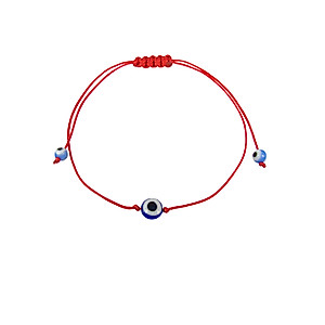 Martinuzzi Accessories Evil Eye Red String Bracelet. Lucky Turkish Eye Red Cord Bracelet. (Royal blue eye)