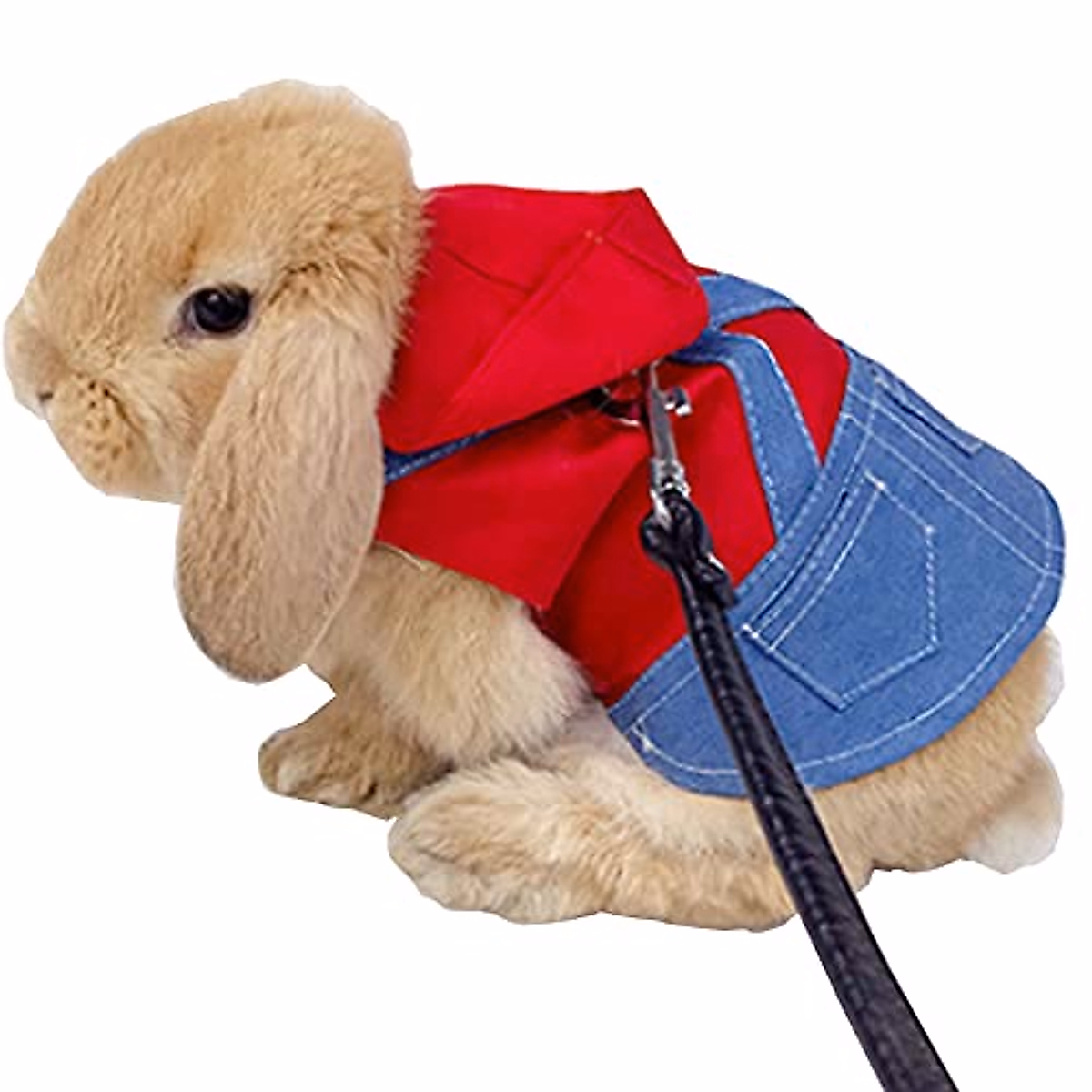 Anelekor Small Pet Costume Rabbit Clothes Ferret Hoodies Sweatshirt Bunny Vest Harness and Leash Set Kitten Sweater Small Animals Outfits for Chihuahua Kitty Mini Dog and Small Breeds (A, S)