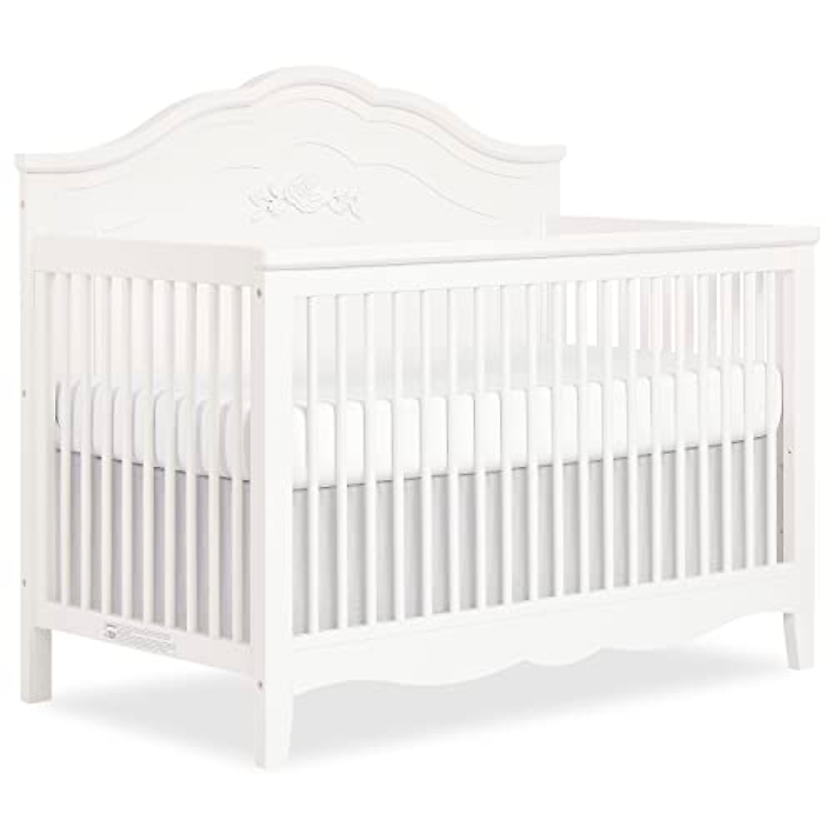 SweetPea Baby Rose 4-in-1 Convertible Crib in Ivory Lace, Baby Crib with Spindles, Greenguard Gold Certified, Easy Assembly, Sustainable New Zealand Pinewood