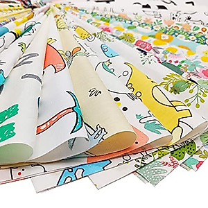 Quilting Fabric, QiMicody 56pcs 100% Cotton 9.8” x 9.8”(25cm x 25cm) Fat Quarters Fabric Bundles, Pre-Cut Squares Sheets for Patchwork Sewing Quilting Crafting, No Repeat Patterns