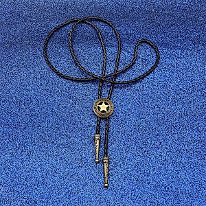BRBAM Western Cowboy Texas Style Vintage Bolo Tie Fashion Texas Map and Lone Star Leather Bolo Tie Necktie Necklace (Style 7 - Gold)