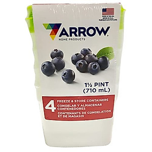 Arrow Plastic Stor-Keeper Freezer Storage Containers - 1.5 Pint Set of 4 Containers by Arrow Plastic