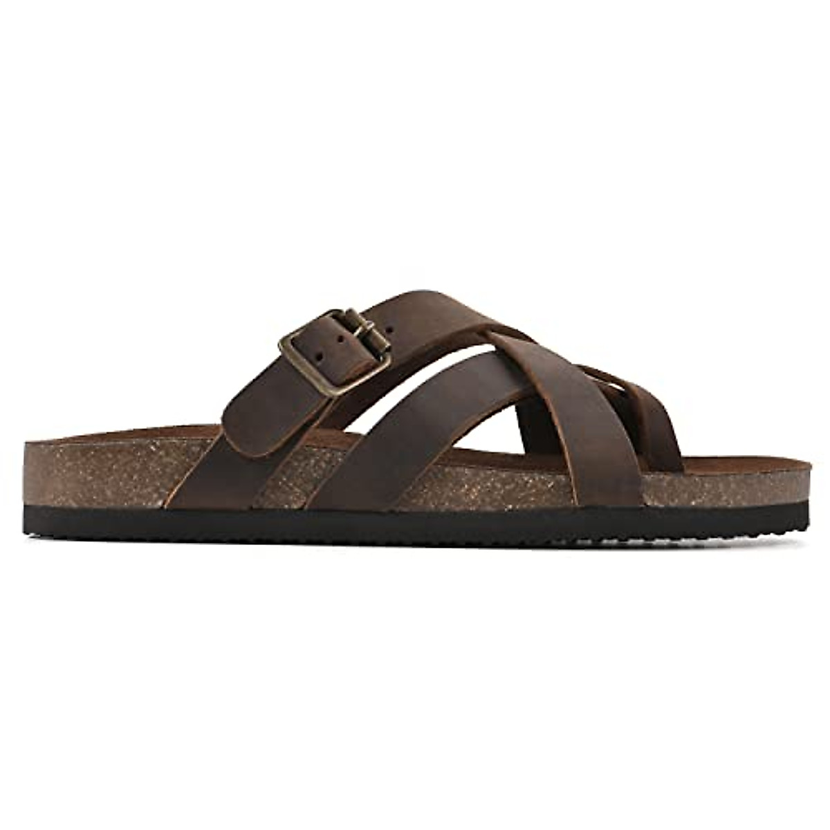 WHITE MOUNTAIN Women's Hobo Footbed Sandal, Brown/Leather, 8 M