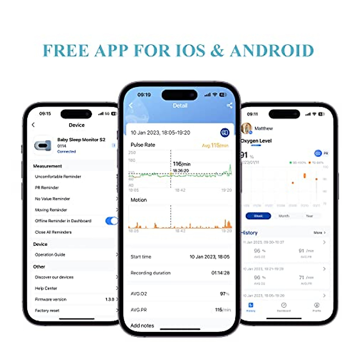 Babytone Baby Sleep Monitor with Base Station, Infant Breathing Monitor, Tracks Oxygen Level, Heart Rate and Movement, Smart Sock Foot Monitor with Free App Report, Fits Newborn 0 to 3 Years Old