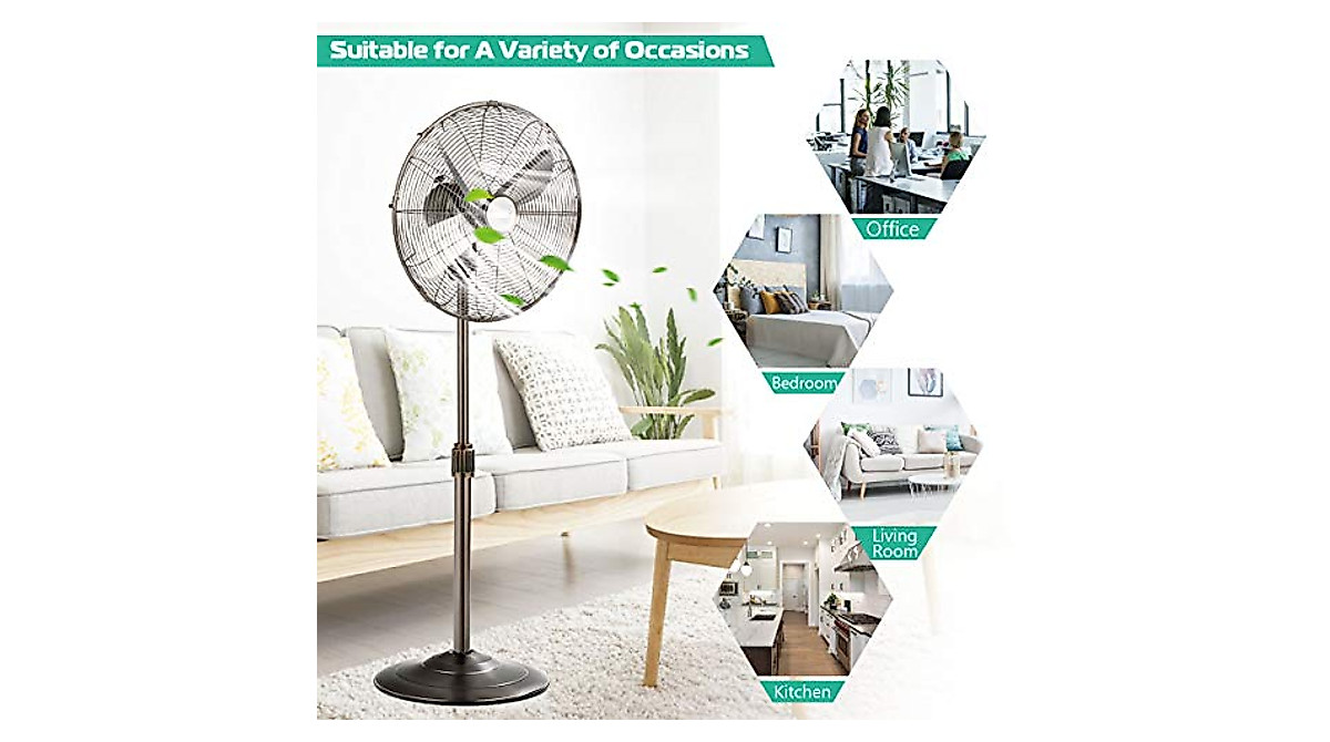 Tangkula 18-Inch Metal Pedestal Fan - Adjustable, Powerful & Durable