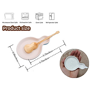 Coffee Spoon and Rest for Coffee Bar, Guitar Bag Small Spoon Rest for Coffee Station, Tea Spoon Rest Teaspoon Rest including Golden Guitar Spoon