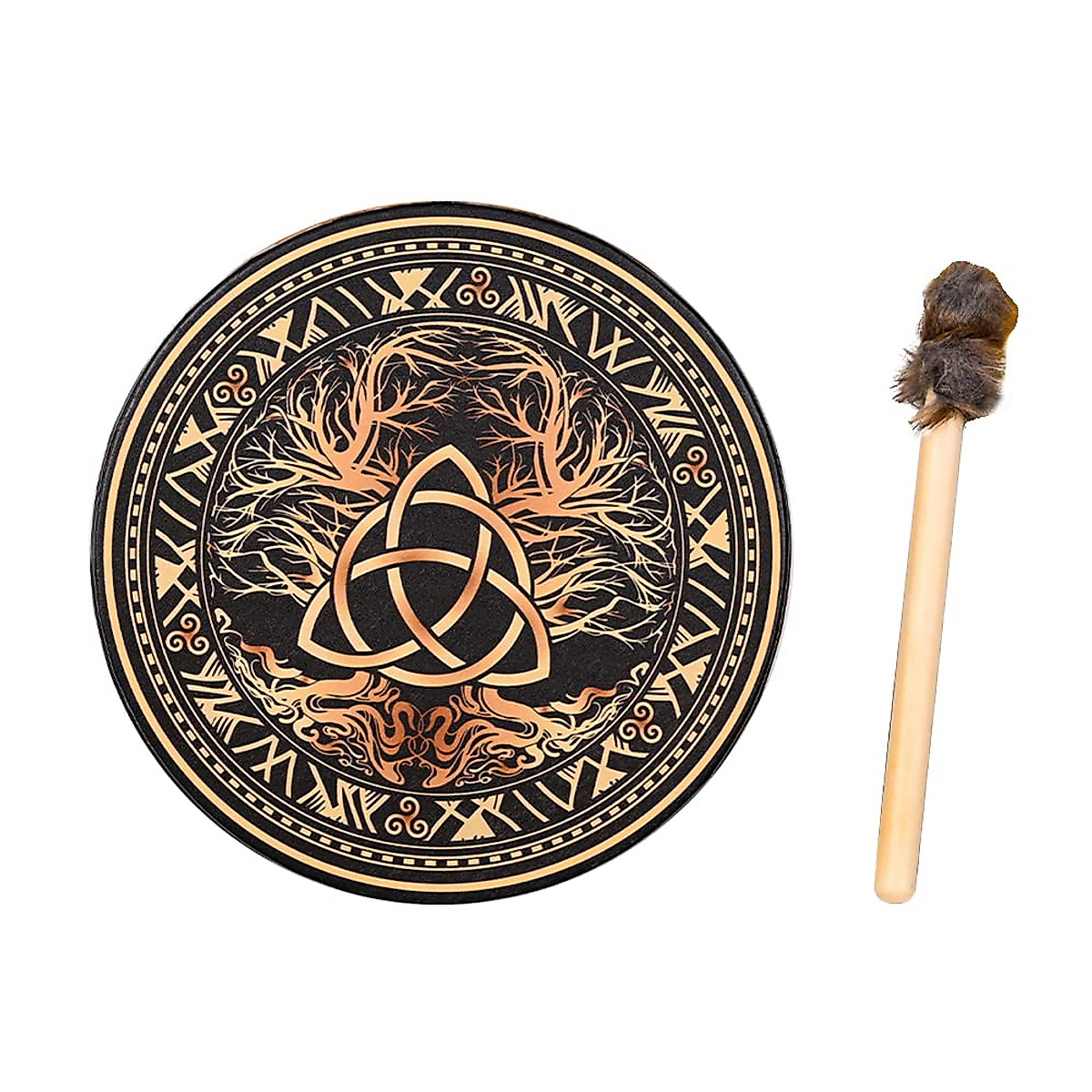 AZURAOKEY Shaman Drum, 10 Inch Frame Drum sktop Ornament Fashion Shaman Drum th Drum s Tree of Life Sound Healing Tool for Spiritl Music Metion