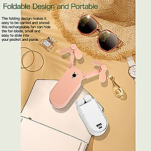Bovisbws Portable Handheld Desk Fan,Dual-head fan with 3000 mAh Powerbank 20H Runtime,Duble Enhanced Airflow, Battery Operated or USB Powered Folding Personal Fan,3 Speeds,Rechargeable Mini Fan,White