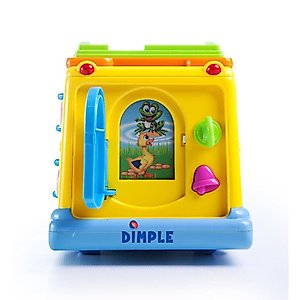 Dimple Educational Interactive School Bus Toy with Tons of Flashing Lights, Sounds, Responsive Gears and Knobs to Play with, Tons of Fun for Toddlers for Kids (Single)