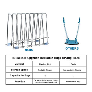 Reusable Storage Bags Rack, Drying Rack for Storage Bags, Stainless Stand for Reusable Storage Bags, File Organizer Desktop Storage Book Shelf (Silver)
