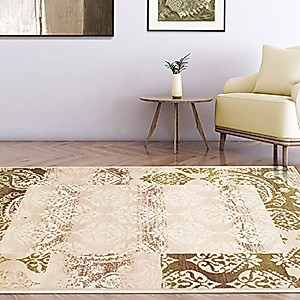SUPERIOR Mystique Modern Geometric Paisley Polypropylene Indoor Area Rug, 8x10, Beige