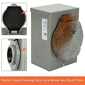 WELLUCK 30 Amp Generator Power Inlet Box, NEMA 3R Power Inlet Box Bundle with 15 Amp Flanged Inlet 125V, NEMA 5-15 RV Shore Power Inlet Plug