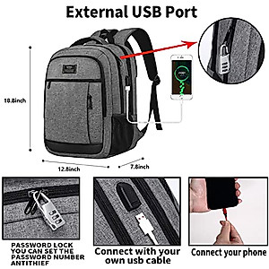 QINOL Travel Laptop Backpack, Business Anti Theft Durable Laptop Backpack with USB Charging Port, Water Resistant College Bag Computer Bag Gifts for Men Women Fits 15.6 Inch Notebook