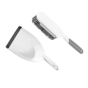 Cabilock 2sets Portable Floor Grey Brush Daily Table Desktop Tabletop Desk Necessity and Mini: Use Handle Countertop Pet Dustpan Sweeper Whisk Hand Kit Car Keyboard Nest Sofa