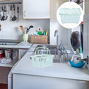 Toddmomy 3pcs Small Plastic Baskets Portable Shower Basket Grocery Baskets With Handles Plastic Beach Tote Small Basket with Handle for Organizing, Bathroom Kitchen Dorm Room Bedroom（Sky-blue）