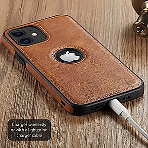 Casus Logo View Compatible with iPhone 12 Pro Max Case Slim Premium Vegan Leather Classic Luxury Elegant Thin Cover (2020) 6.7" (Brown)