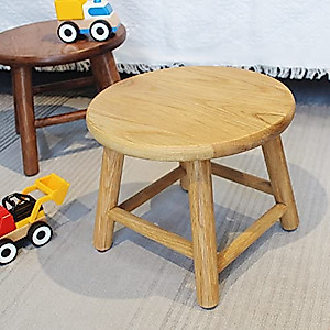 CONSDAN Kids Stool, Milking Stool, USA Grown Oak, Plant Stand, Handcrafted Solid Wood Stool, 9" Low Stool, Round Step Stool, Wooden Stool for Kids, Small Short Stool, Shoe Changing Stool(Natural)
