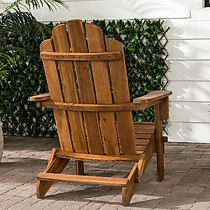 Walker Edison Outdoor Patio Wood Adirondack Foldable Chair All Weather Backyard Conversation Garden Poolside Balcony, Set of 1, Brown