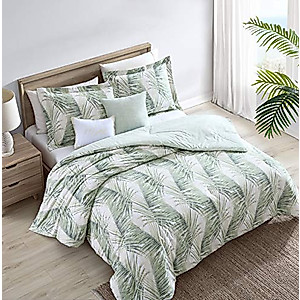 Tommy Bahama - Queen Comforter Set, Reversible Cotton Bedding with Matching Shams & Bonus Throw Pillows, All Season Home Decor (Kauai Green, Queen)