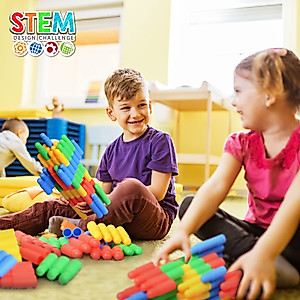 ZOZOPLAY Building Blocks, Toddler Building Toys, STEM Toys, Toy Building Sets, Learning Toys, Building Toys for Kids Ages 4-8,58pcs Toddler Blocks with Storage Box, Gifts for Boys Girls Kids