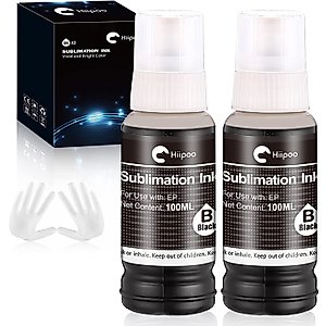 Hiipoo Sublimation Ink for EcoTank Supertank Inkjet Printers ET-2720 ET-2760 ET-2800 ET-2803 ET-3760 ET-4700 ET-4800 ET-7720 ET-2400 Heat Press Transfer on T-Shirt Mug Mask Printer(Autofill/Anti-UV)