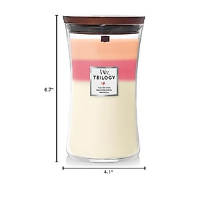 WoodWick Large Hourglass Candle, Blooming Orchard - Premium Soy Blend Wax, Pluswick Innovation Wood Wick, Made in USA