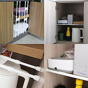 Tesmirror RV Refrigerator Tension Rods Tension Bars RV Fridge Bars Kitchen Accessories Refrigerator Accessories, 15.8-27.6 Inch, White