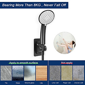 NearMoon Self Adhesive Shower Head Holder-Adjustable Handheld Shower Holder NO Drilling Wall Mount Waterproof (1 Pack, Matte Black)