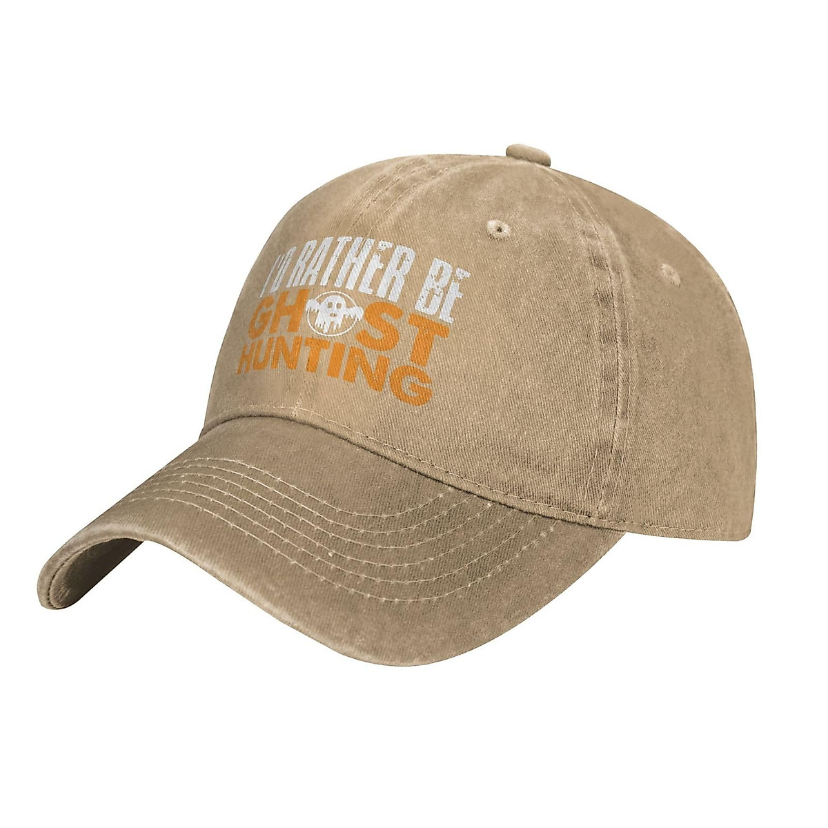 Ositerpz I'd Rather Be Ghost Hunting Hat Women Dad Hats with Design Hat Natural