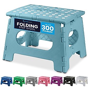 Handy Laundry Folding Lightweight Step Stool is Sturdy Enough to Support Adults and Safe Enough for Kids. Opens Easy with One Flip. Great for Kitchen, Bathroom or Bedroom. (Teal)