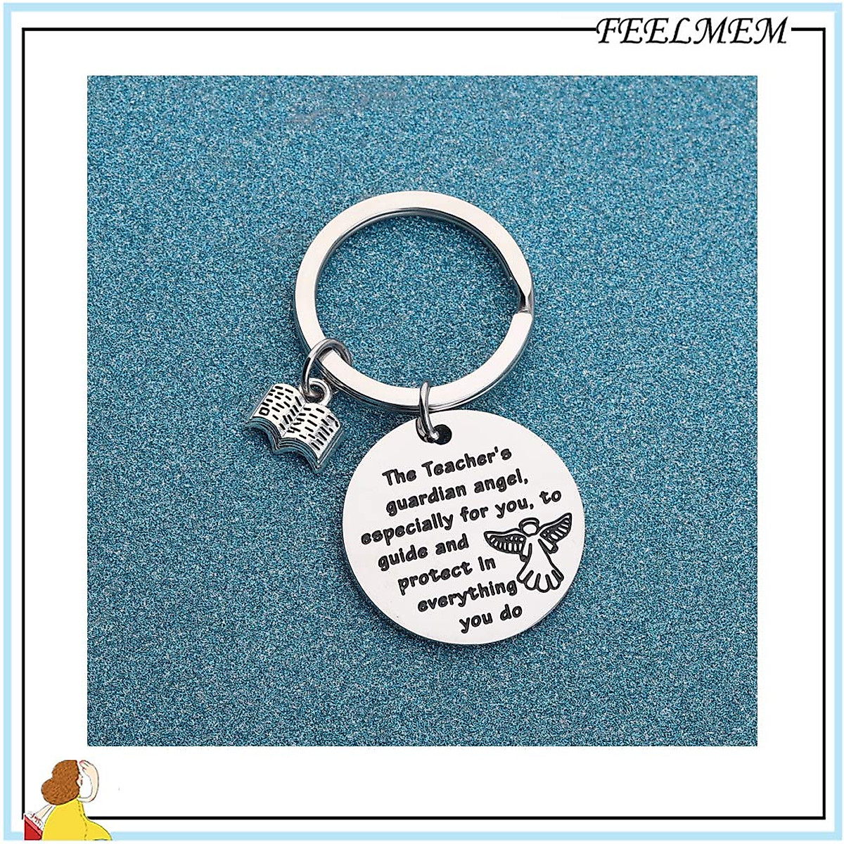 FEELMEM Teacher's Prayer Keychain Teacher Gift A Teacher’s Guardian Angel Protect in Everything You Do Keychain Thank You Gift for Teacher Appreciation Gifts Jewelry (Teacher)