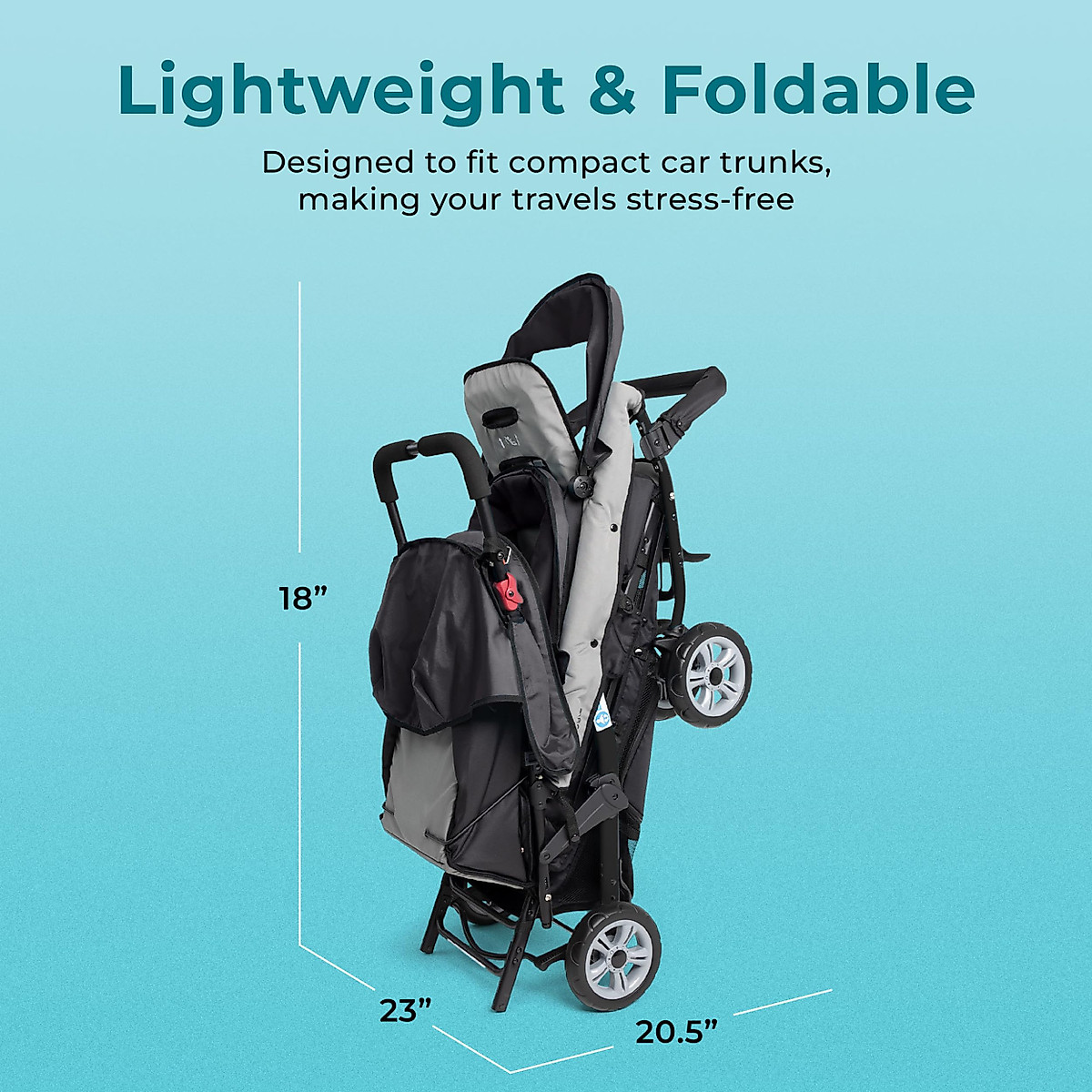 Gaggle by Foundations Compass 3 Seat Stroller | Triple Stroller for Infant and 2 Toddlers | Lightweight Tandem Triple Stroller | Foot Brake | Shock-Absorbing All-Terrain Wheels | Easy Folding | Black