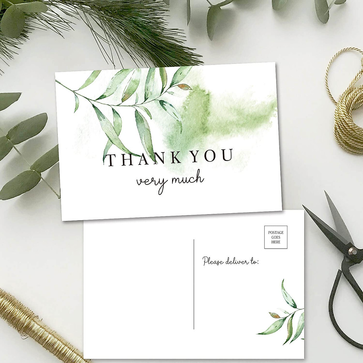 TENTADO Thank You Postcards, Blank with Mailing Side, thank you cards for Wedding, Baby or Bridal Showers, Birthday, Graduation, Parties, Business, Blank Postcards (Set of 50) 4" x 6"