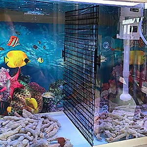 TIHOOD 4PCS Aquarium Divider Tray Plastic Grid Aquarium Egg Crate Light Diffuser, Fish Tank Divider Filter Bottom Isolation with 8PCS Sucker Clip