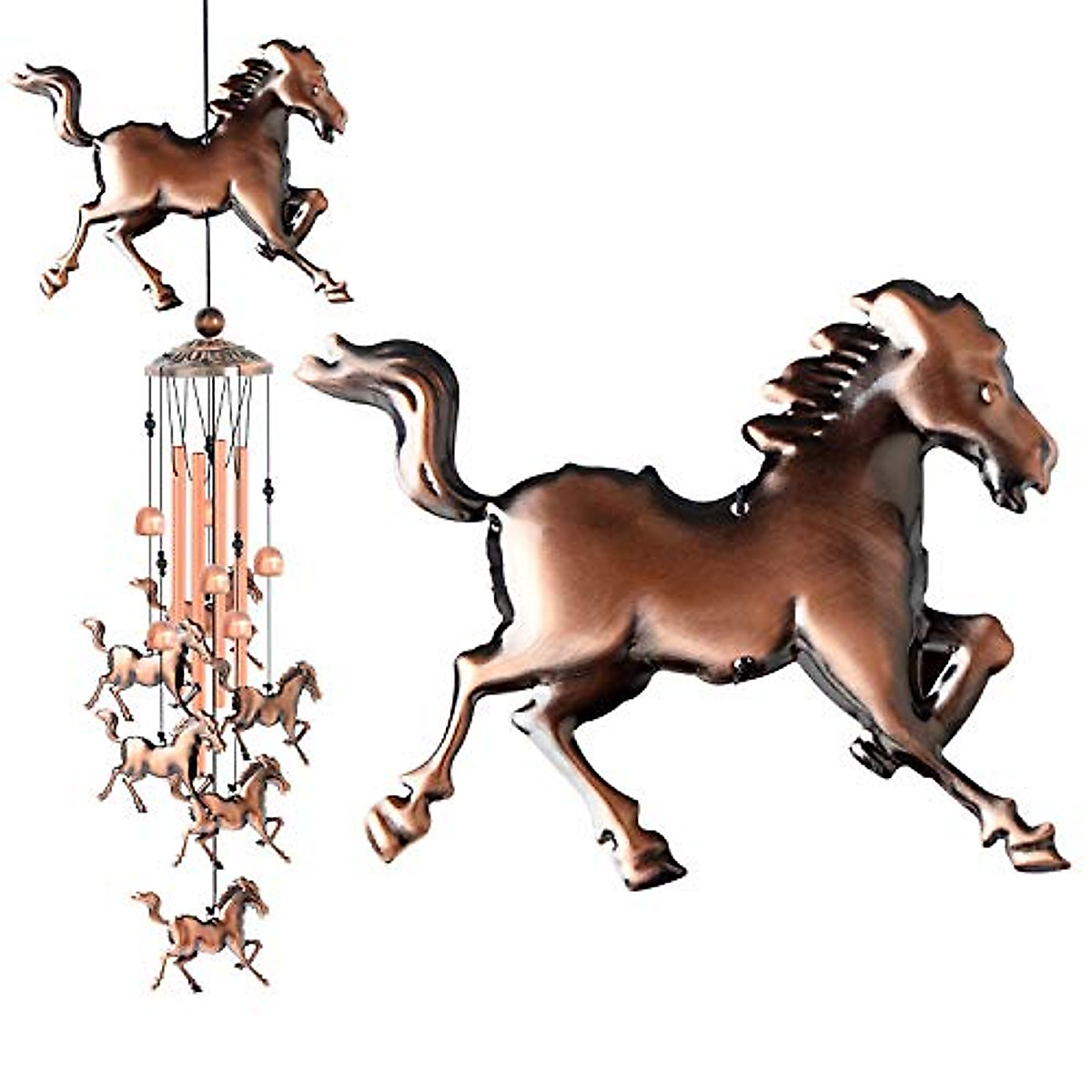 ​Copper Horse Wind Chimes Horse Gift Wind Chime Garden Gifts for Mom Windchimes Outdoor Mom Birthday Gift Patio Yard Decor Large deep Tone Music Wind Chimes Women Gift Garden Gifts