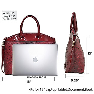 Dasein Women Faux Leather Large Satchel Handbag with Shoulder bag Patent Trim Shoulder bag (Black)