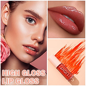 CAHIUYOA Light 6PCS Lip Gloss Set,Nude Pink Lip Gloss Kit Shine Glossy and Moisturizing,Lip Plumping Pack Bulk Liquid Lipstick for Women Girls-Set A